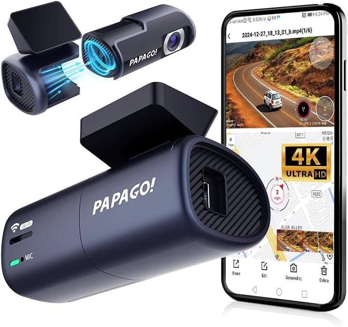 Amazon.com: PAPAGO 4K Mini Front Dash Cam,Voice Control Truck Cam,4K ...