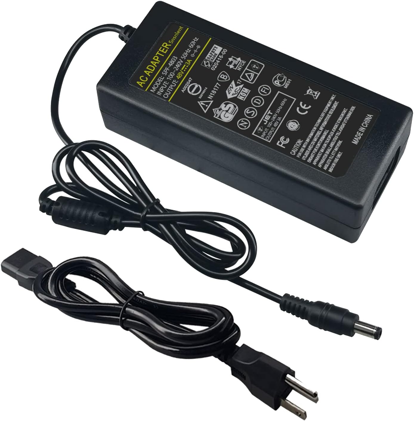 Amazon.com: Snsnlent AC DC 48V 3A Power Supply Adapter 144W 48V Charger ...