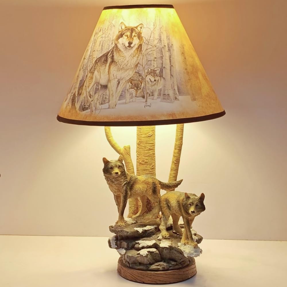 Eycfo Forest Wolf Table lamp, Wildlife Side Table Lamp, Wolf Decor with ...