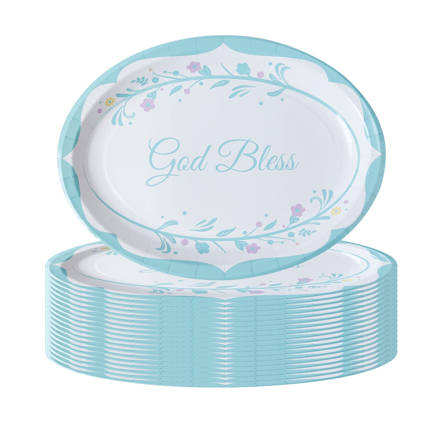 KEPATO 25 Pack Big Easter Baptism Plates, 12 inch Blue Religious God ...