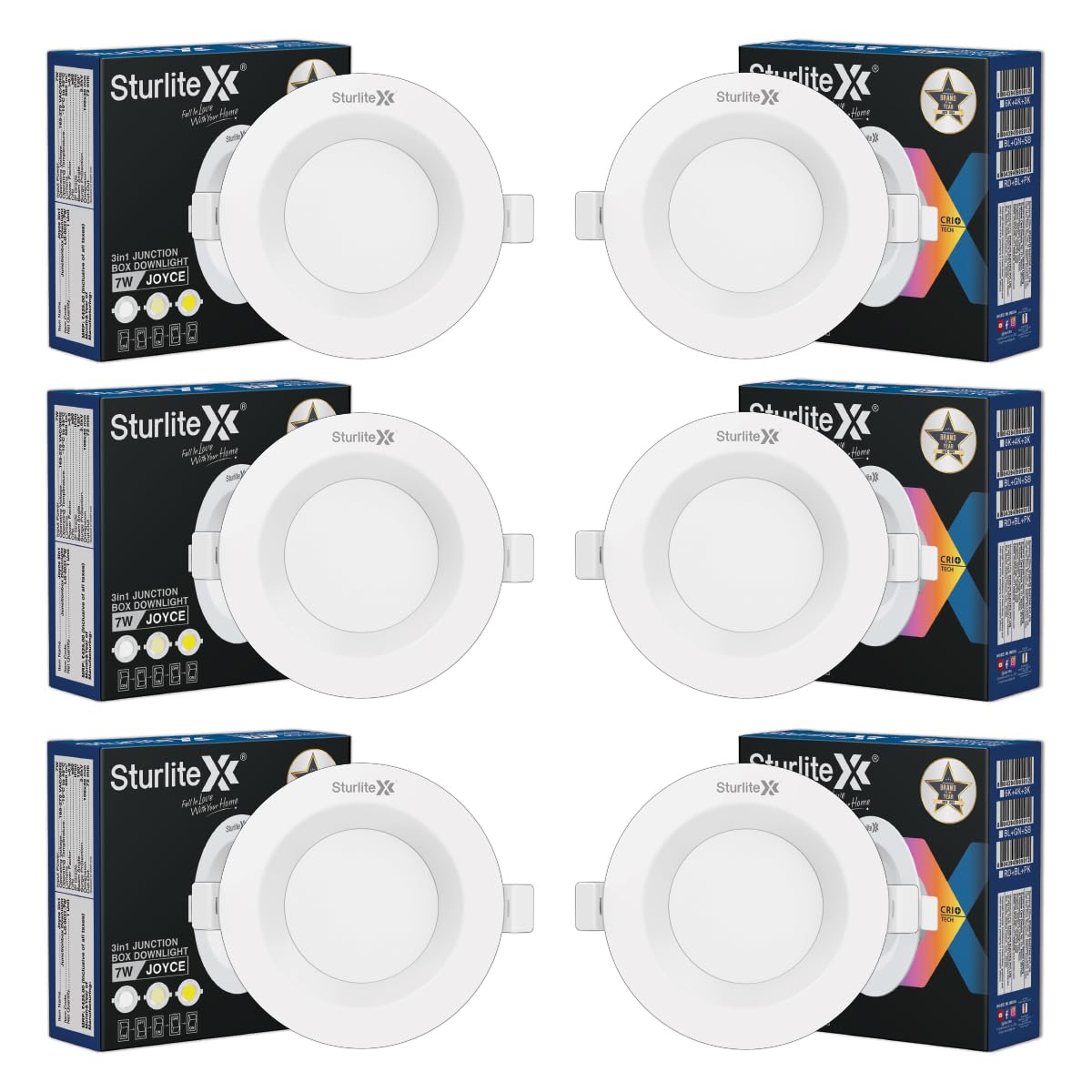 Sturlite Joyce 7W (3 in 1) Round LED Downlight|Warm, Neutral & Cool ...