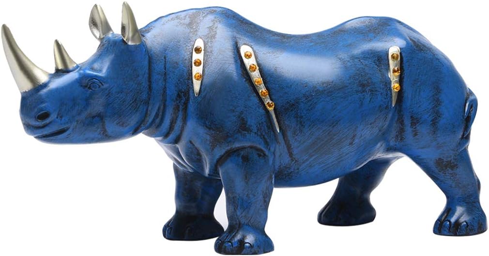 Amazon.com: BRASSTAR Resin Blue Rhino Statue Wildlife Rino Animal ...