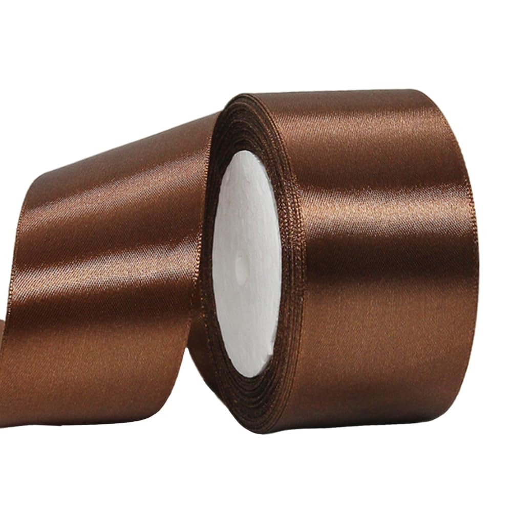 Wide Coffee Ribbon 50mm Satin Ribbons for Gift Wrapping,22m 1.9Inch ...