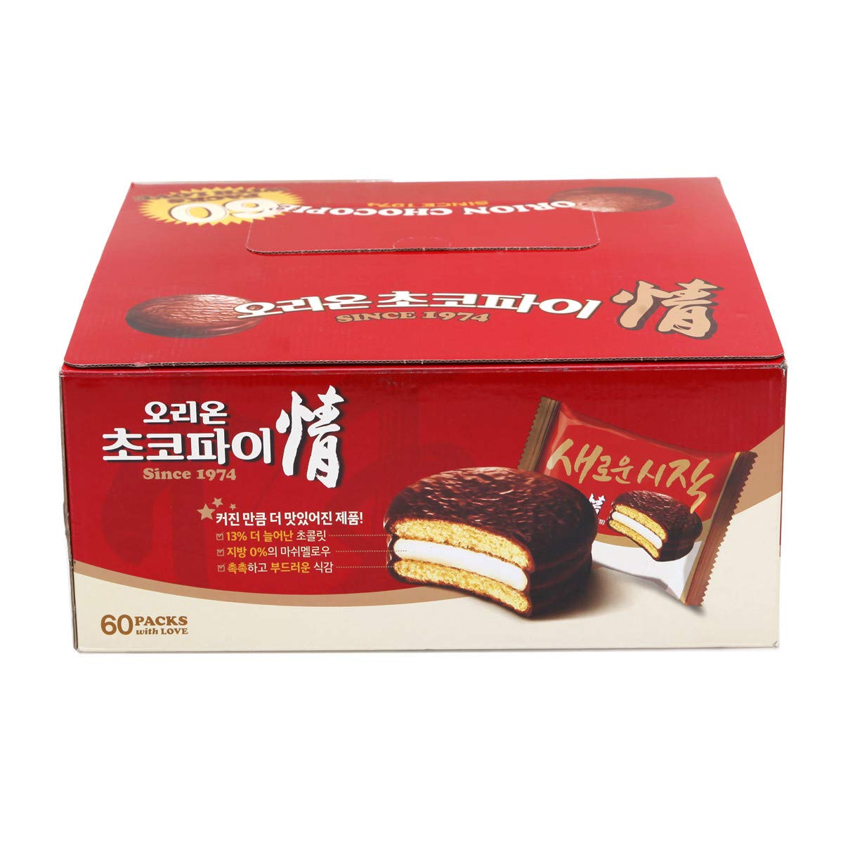 Amazon.com: [ 60 Packs ] Orion Choco Pie with Marshmallow Cream, Korean ...