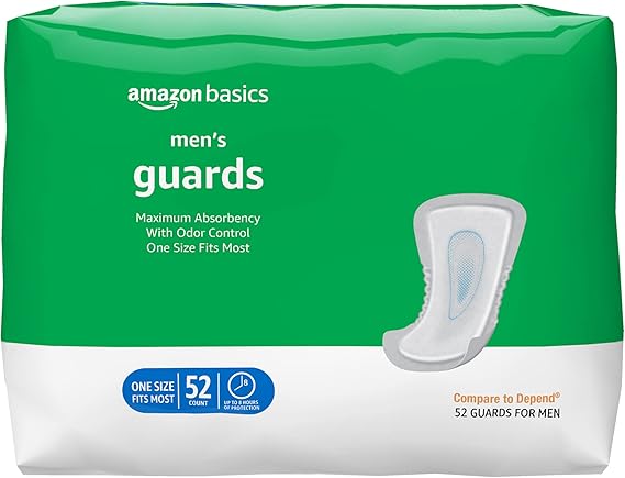 Amazon.com: Amazon Basics Men's Incontinence Guards, Maximum Absorbency ...