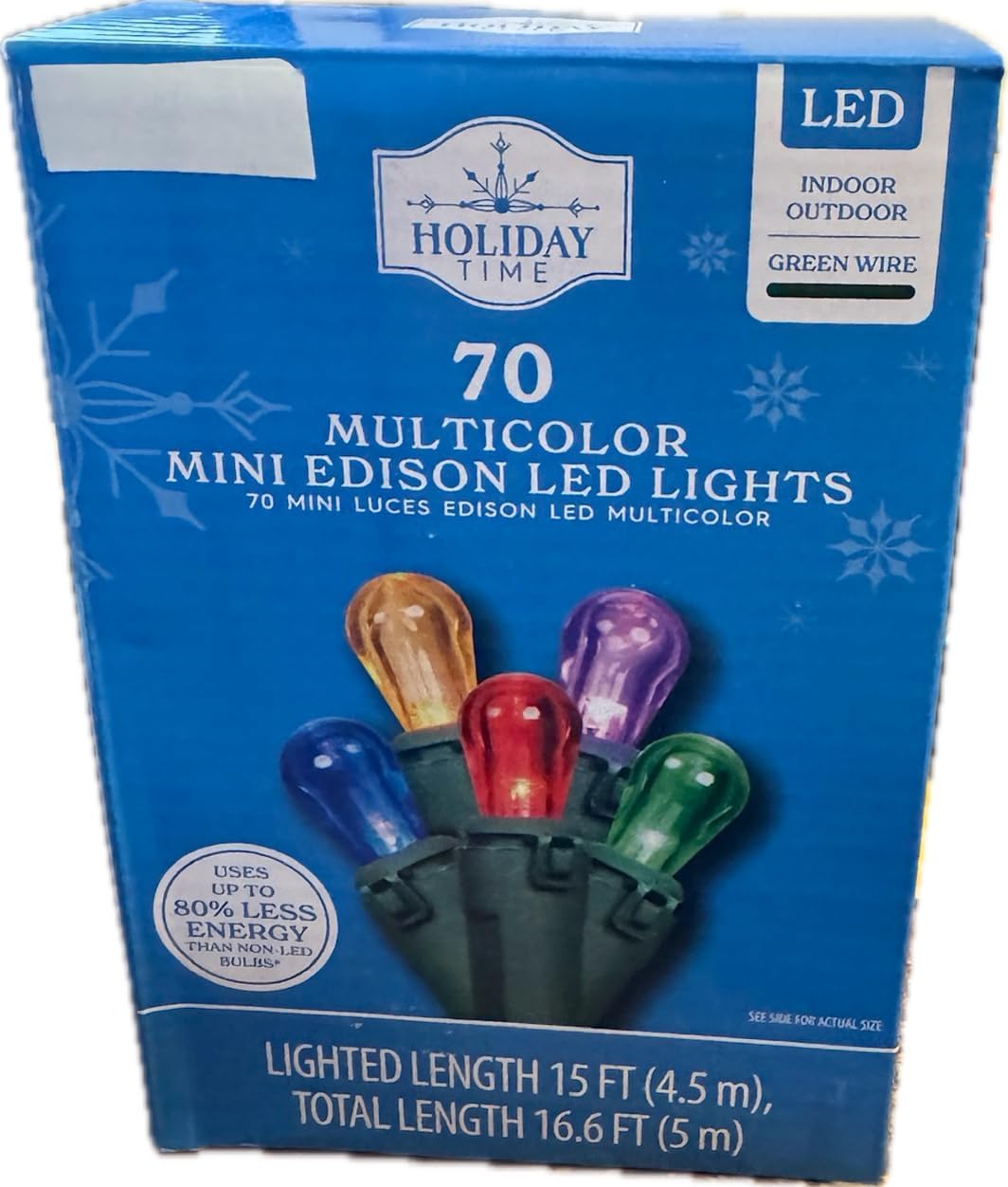 Amazon.com : Holiday Time 70 MULTICOLOR MINI EDISON LED LIGHTS 15 Feet ...