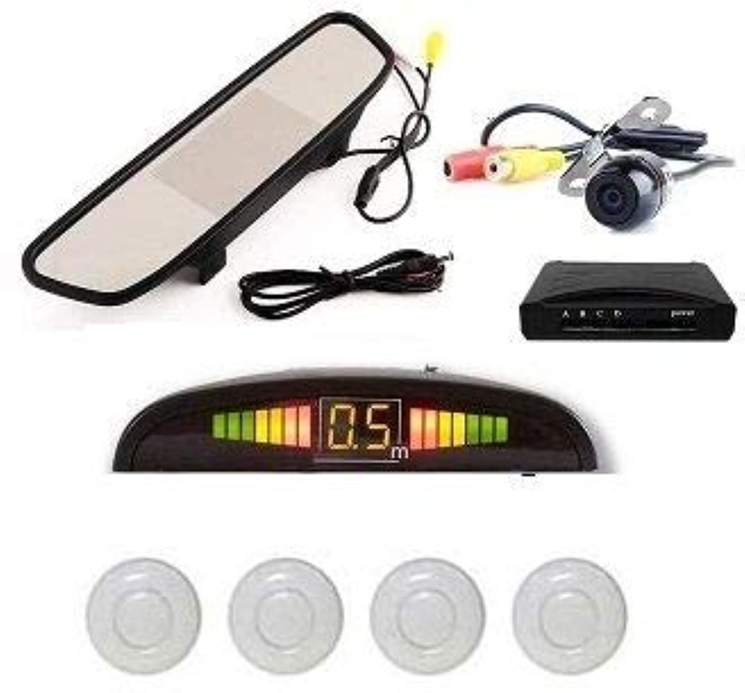 CAR PARKING SENSOR,CAMERA,INDICATOR AND LCD MONITOR WHITE : Amazon.in ...