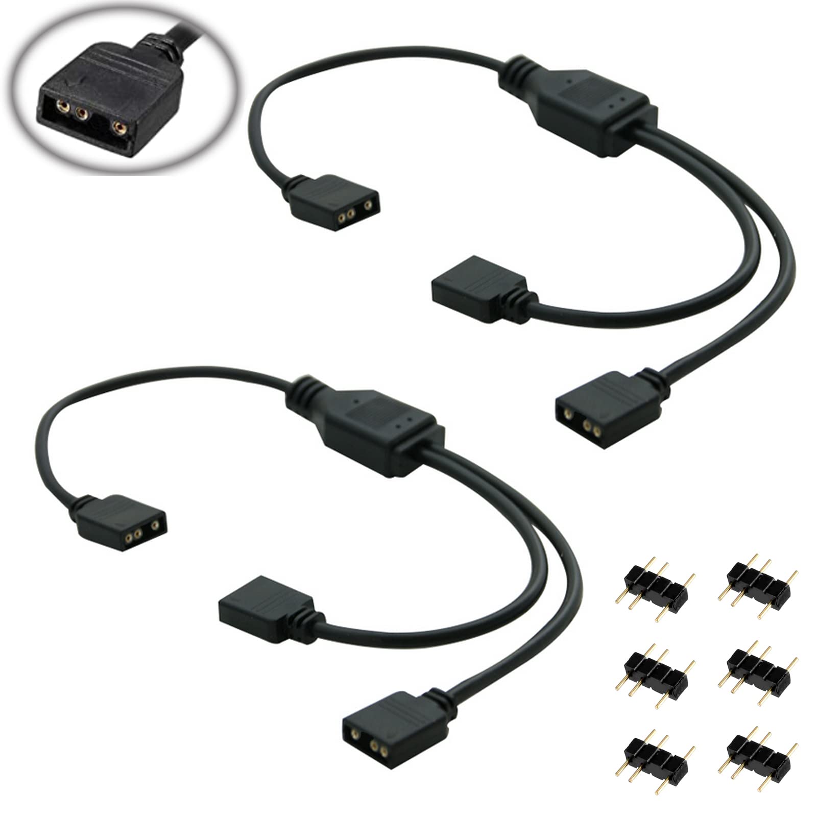 Buy ARGB Splitter Cable, 1 to 2 ARGB Extension Cable, 5V 3 Pin ...