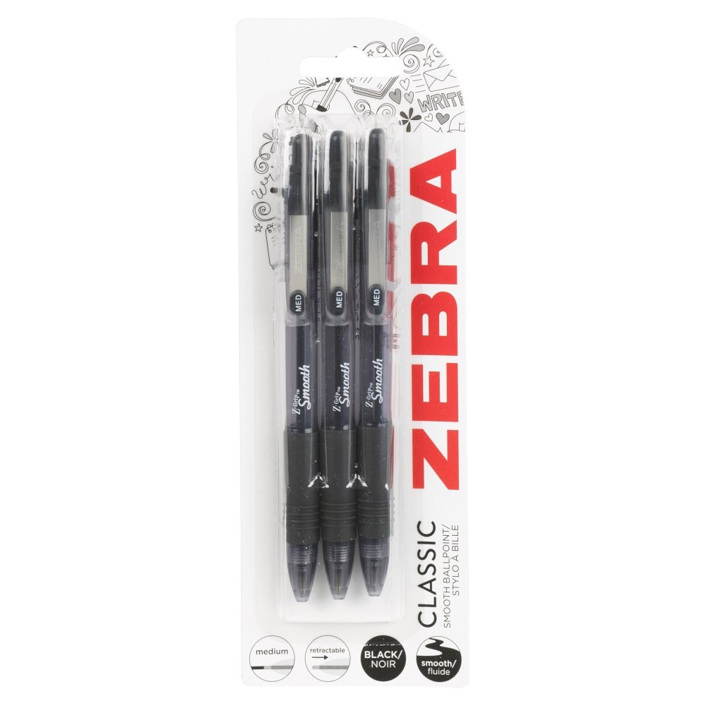 Zebra Classic Smooth Ballpoint Black 3 Pack : Amazon.co.uk: Stationery ...