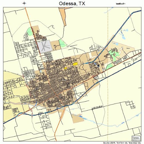 Large Street & Road Map of Odessa, Texas TX - Printed poster size wall ...