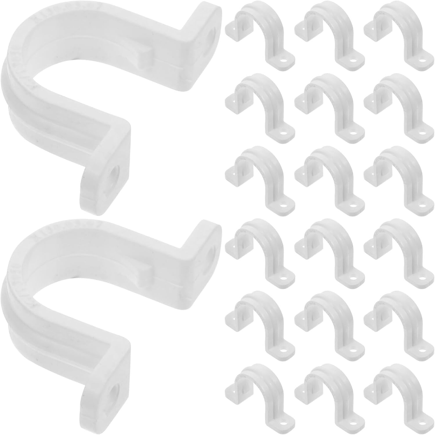 TEHAUX PVC Strap, Strap Clamp 2 Holes Plastic Conduit Strap U Shape ...