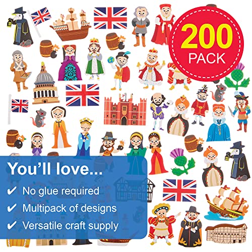 Baker Ross FX645 Tudor and Stuart Foam Stickers – Pack of 200, Stickers ...