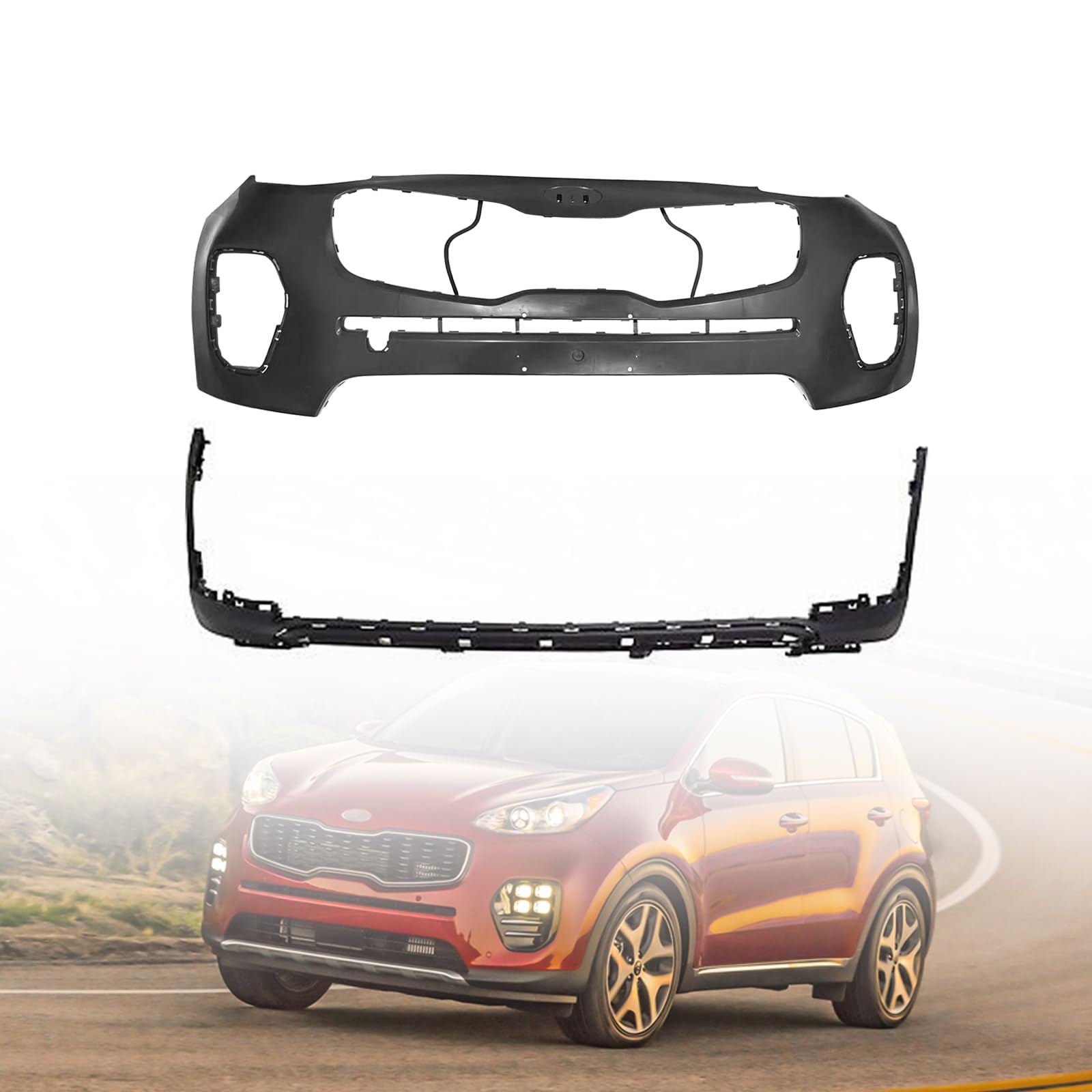 Amazon.com: Front Bumper Cover Fascia Set Upper And Lower 86550D9000 ...