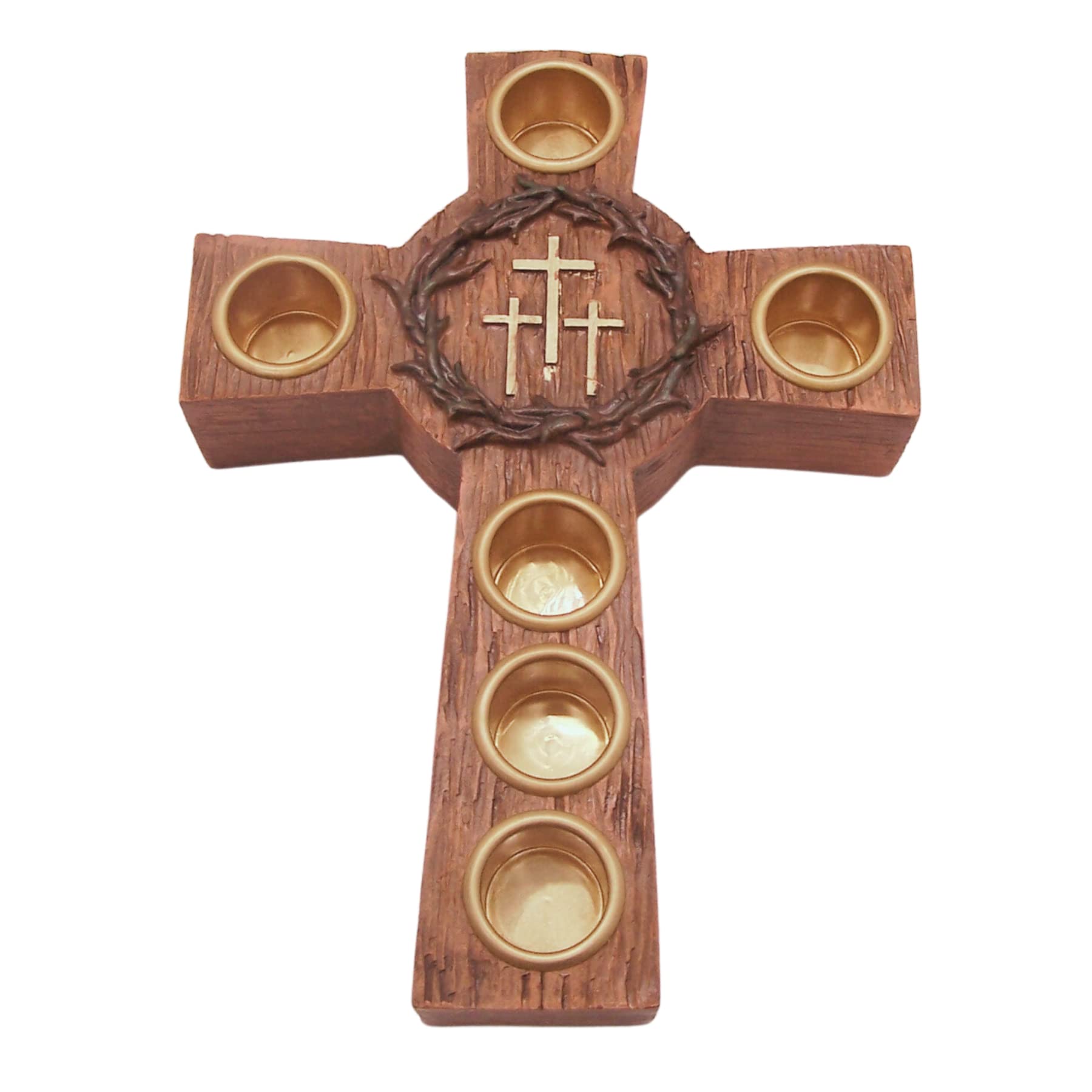 Amazon.com: Triple Cross with Thorns Lenten Candle Holder, Religious ...