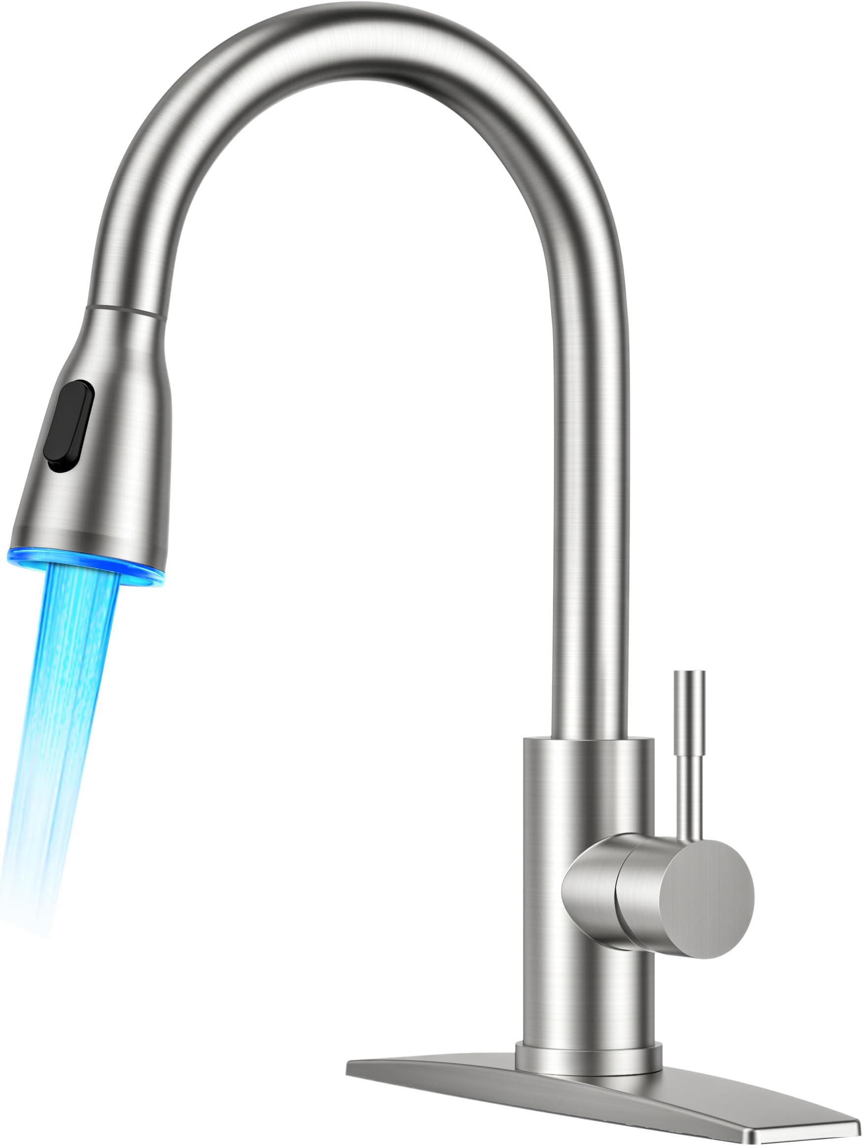 Amazon.com: FORIOUS LED Kitchen Faucet with Pull Down Sprayer, Brushed ...