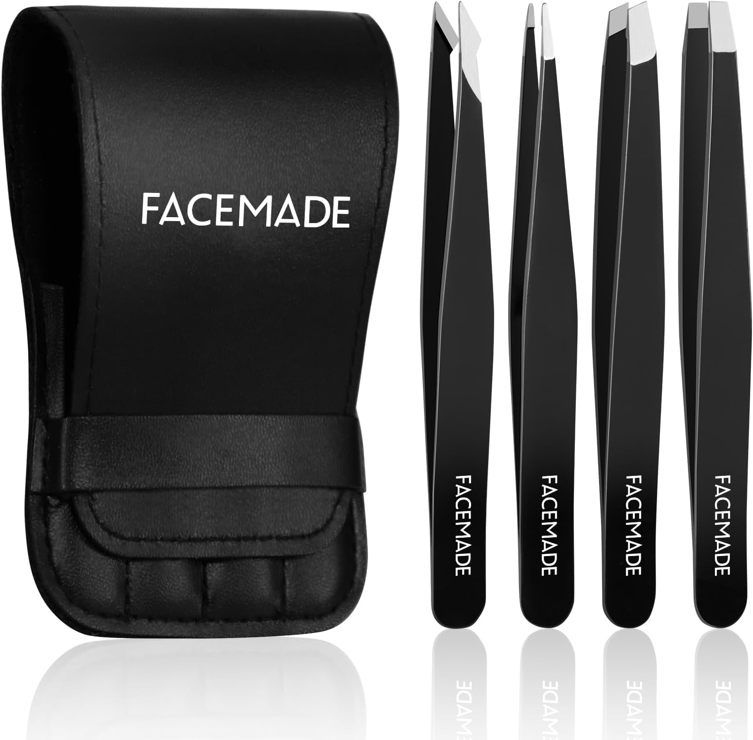 FACEMADE 4 Pack Tweezers Set - Professional Stainless Steel Tweezers ...