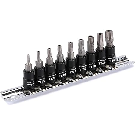 CASOMAN 1/4" Drive Hex Bit Socket Set, 9-Piece Security Star Bits ...