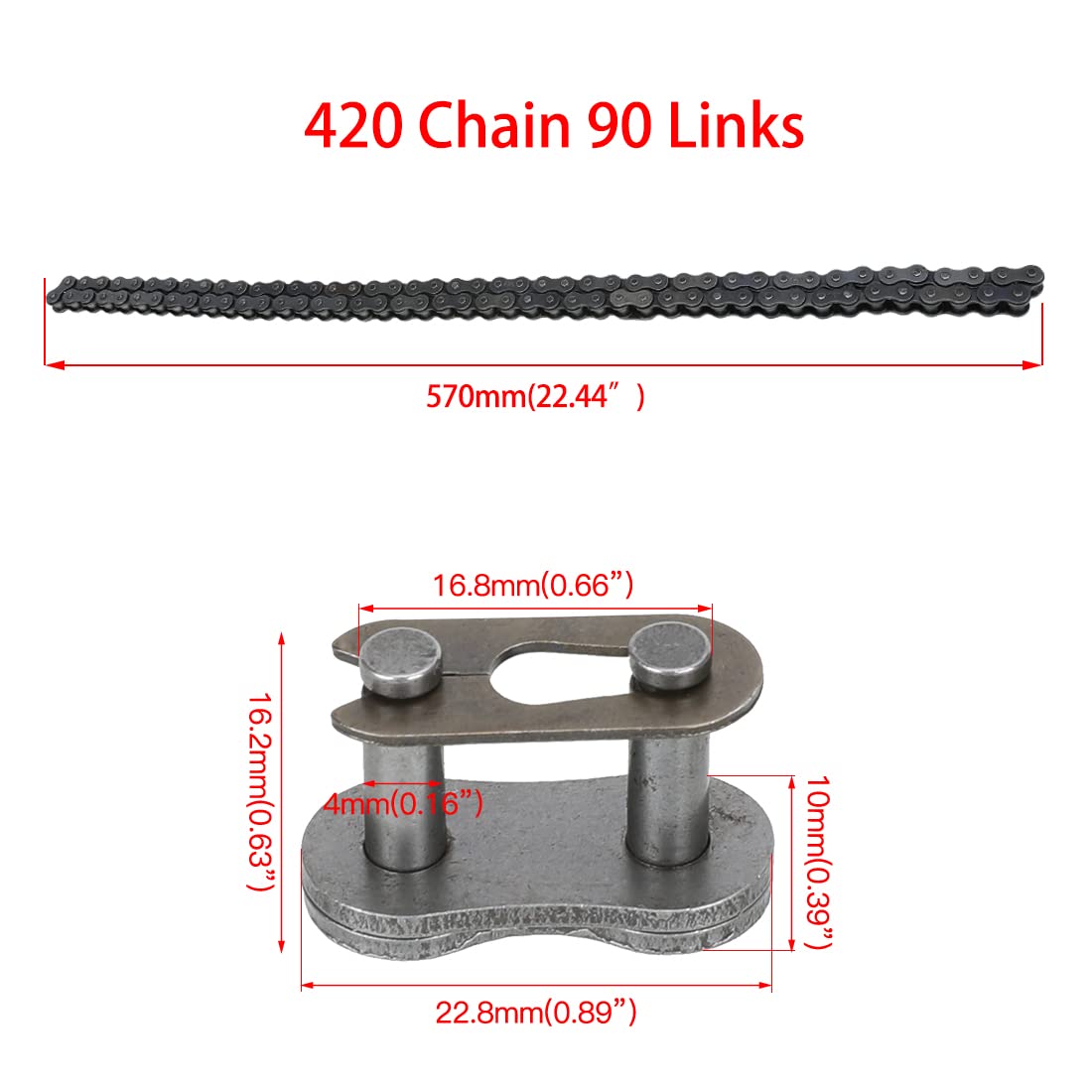 Snapklik.com : 420 Chain Mini Bike Rear Drive Chain 90 Link Replacement ...