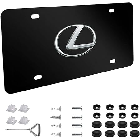 Amazon.com: Lexus 3D Name Black Acrylic License Plate with Chrome Frame ...