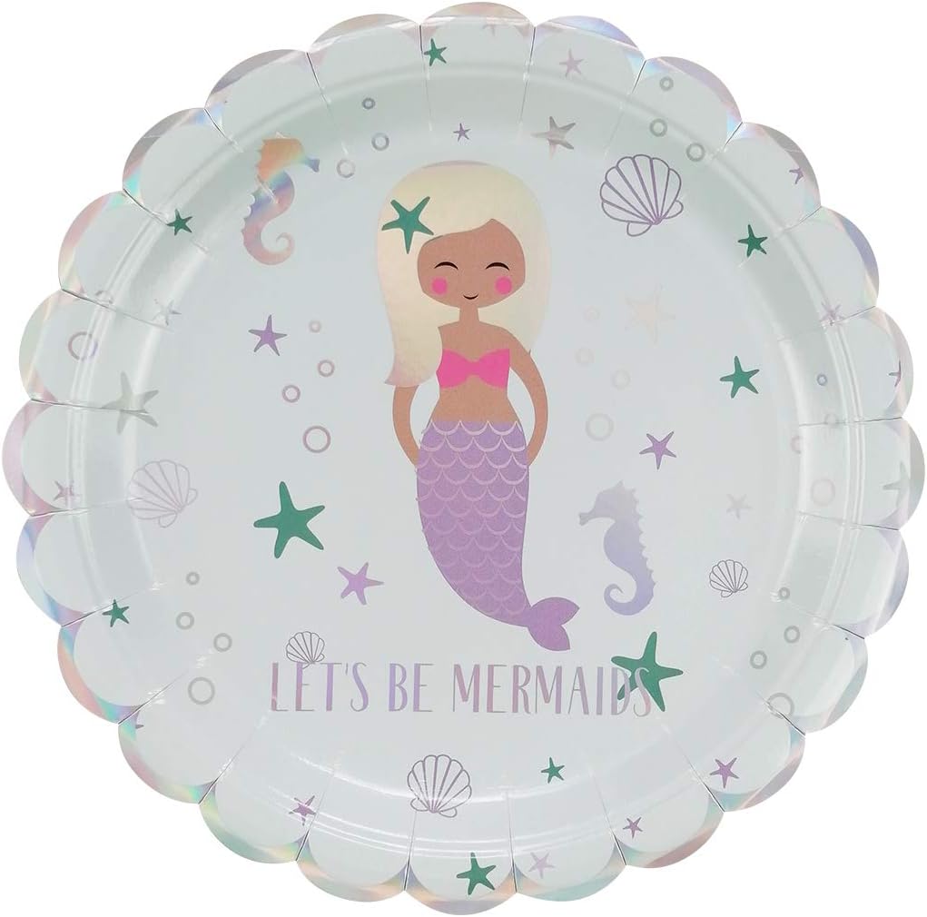 Amazon.com: Cieovo 24 Count Disposable Plates Little Mermaid Party ...