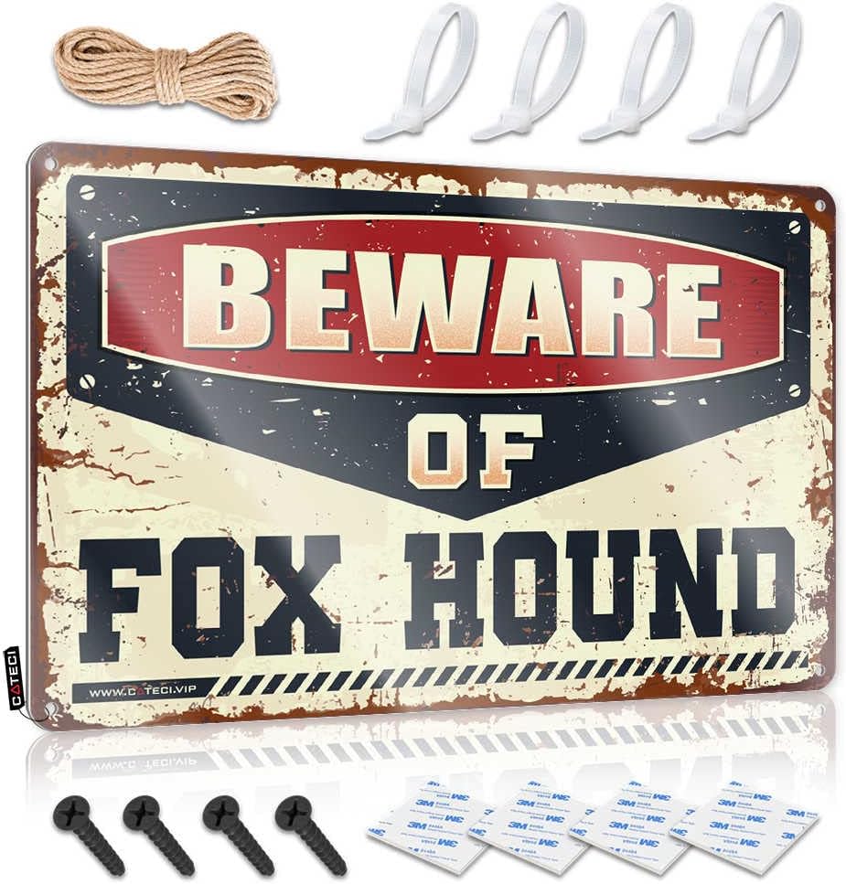 Amazon.com: Beware Signs Funny Beware of Fox Hound Metal Sign House ...