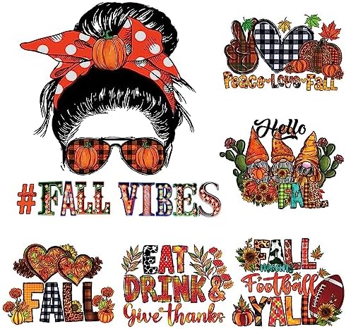 Amazon.com: Thanksgiving Fall Iron on Transfer for T-Shirt Autumn Iron ...
