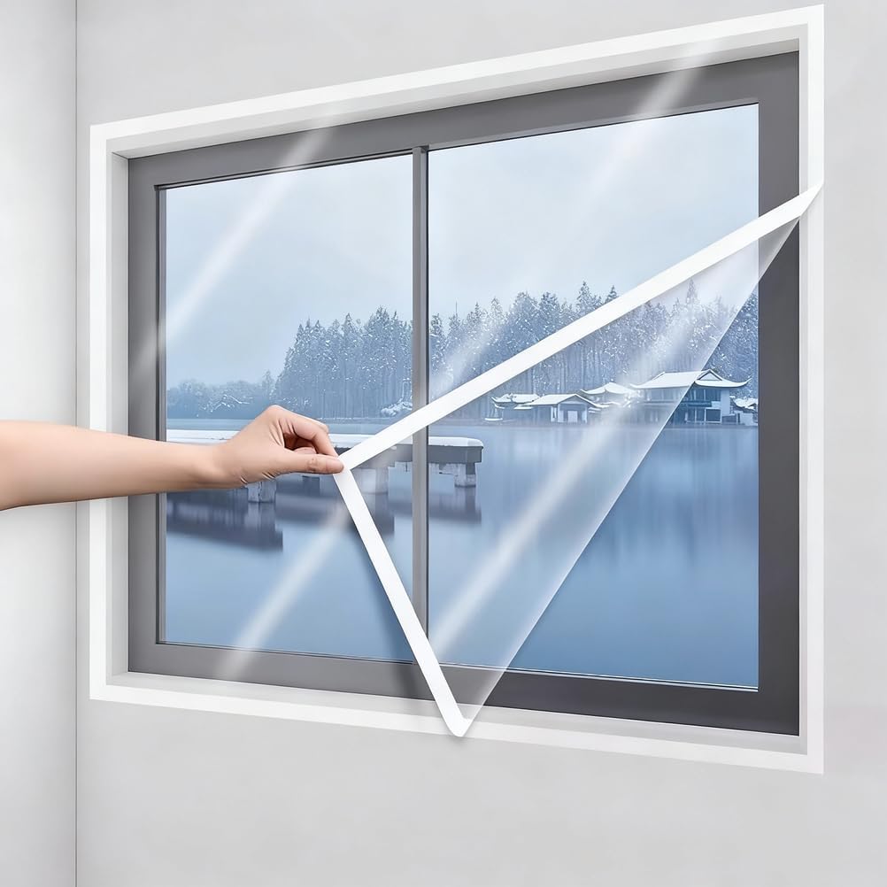 WLWLEO Winter Weatherproofing Window Insulation Film Thickened Reusable ...