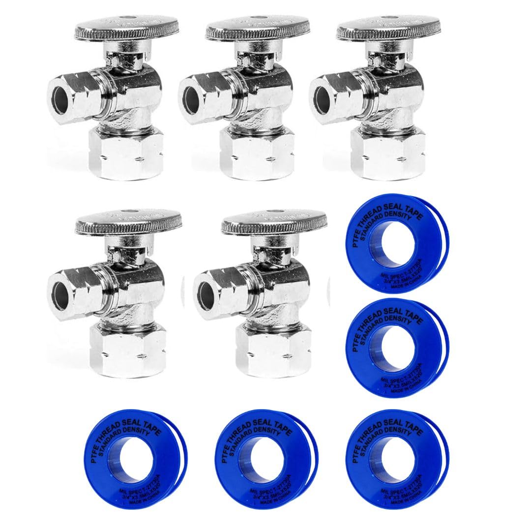 CMI Inc - 1/2 inch Compression Angle Stop Shut-Off Valve - 1/4 Turn ...