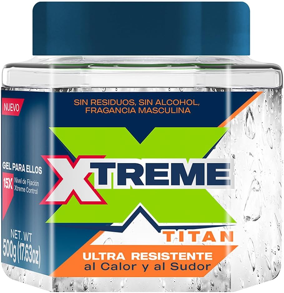 Xtreme Gel Para el cabello,Titan, 500g, fijador, sin residuos, sin alcohol, a base de agua ...