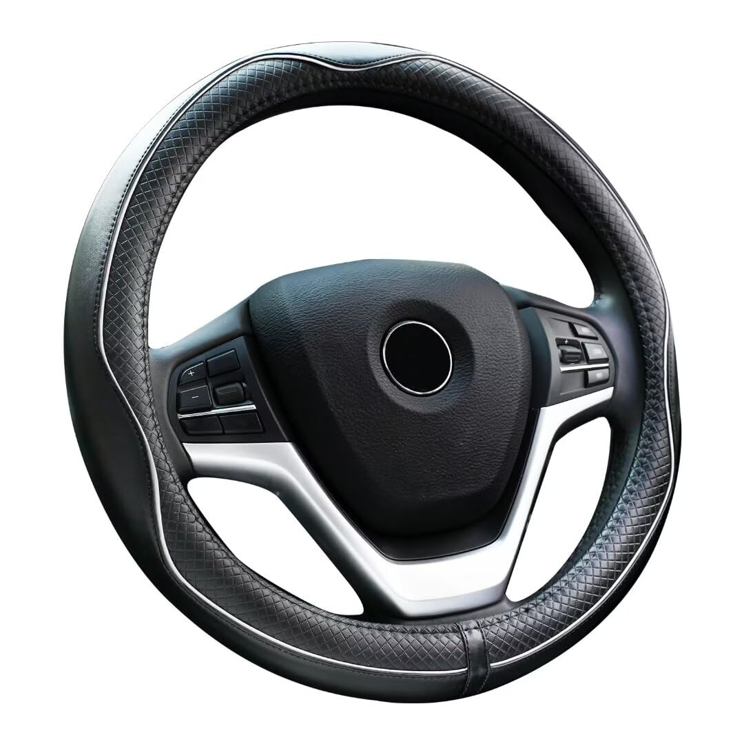 Amazon.com: Rueesh Microfiber Leather Steering Wheel Cover Anti-Slip ...