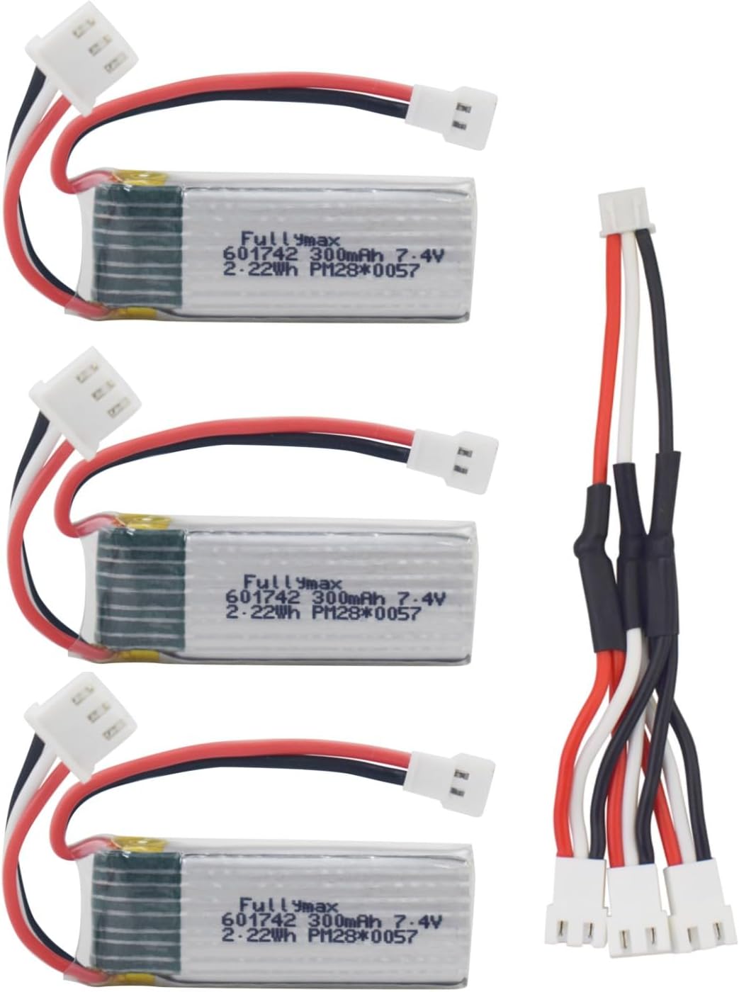 Amazon.com: Fytoo 3PCS 7.4V 300mah Lithium Battery with 1 to 3 Charging ...