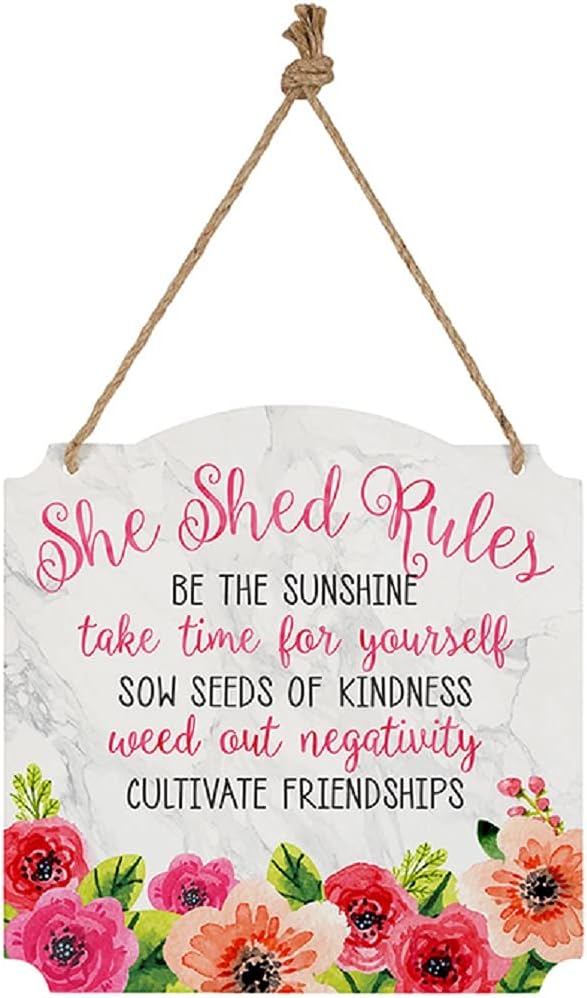 Amazon.com: Carson 23727 She Shed Rules Metal Wall Decor, 12 inches ...