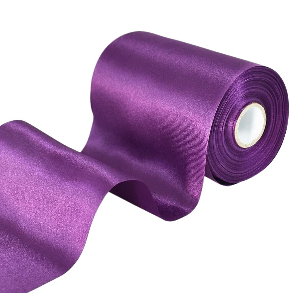 Amazon.com: AMZ DIYbilii 4 Inch x 22Yards Wide Purple Satin Ribbon ...