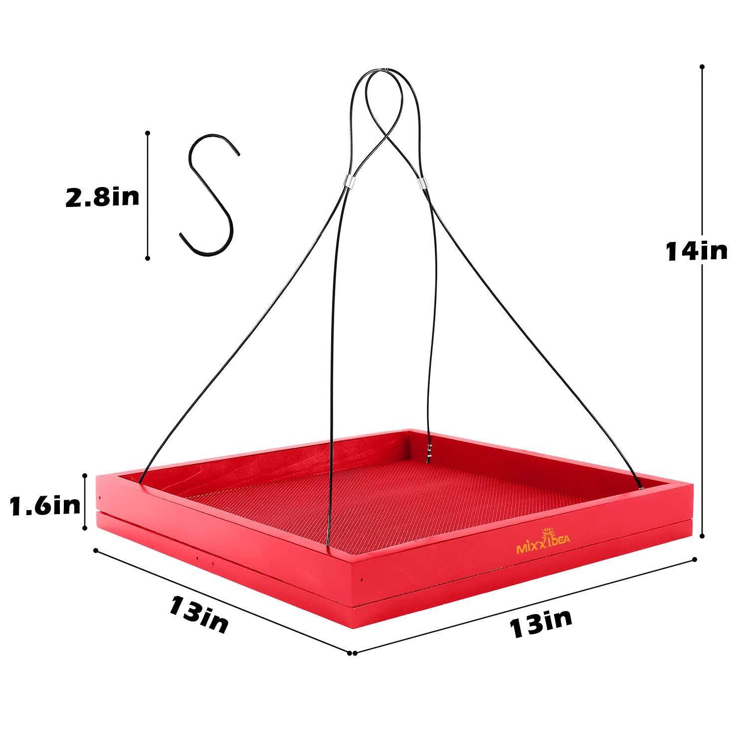 Snapklik.com : MIXXIDEA Bird Feeder Hanging Tray Seed Tray Wooden ...