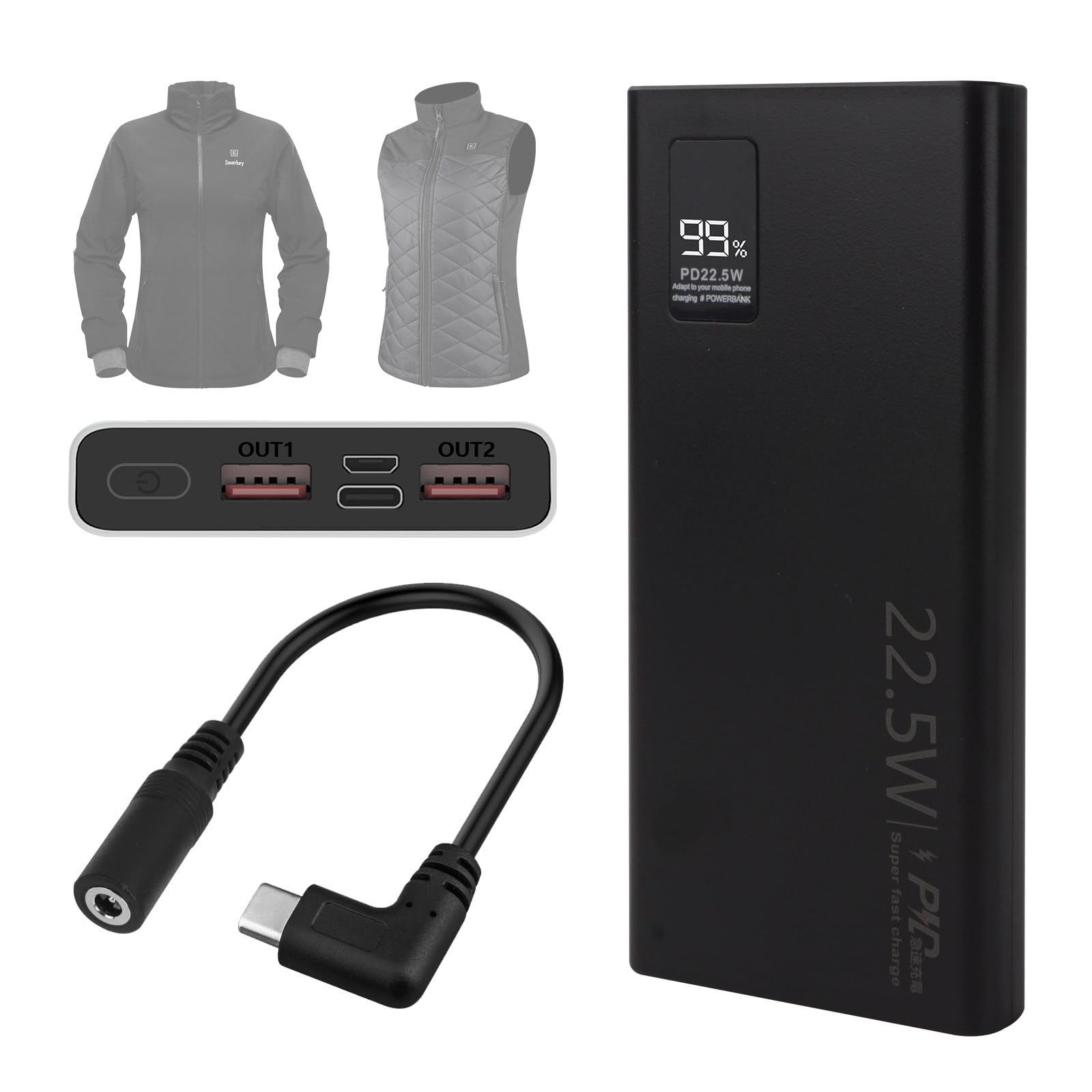 Amazon.com: Smarkey 10000mAh QC3.0 Heated Jacket Battery Pack with 9V ...