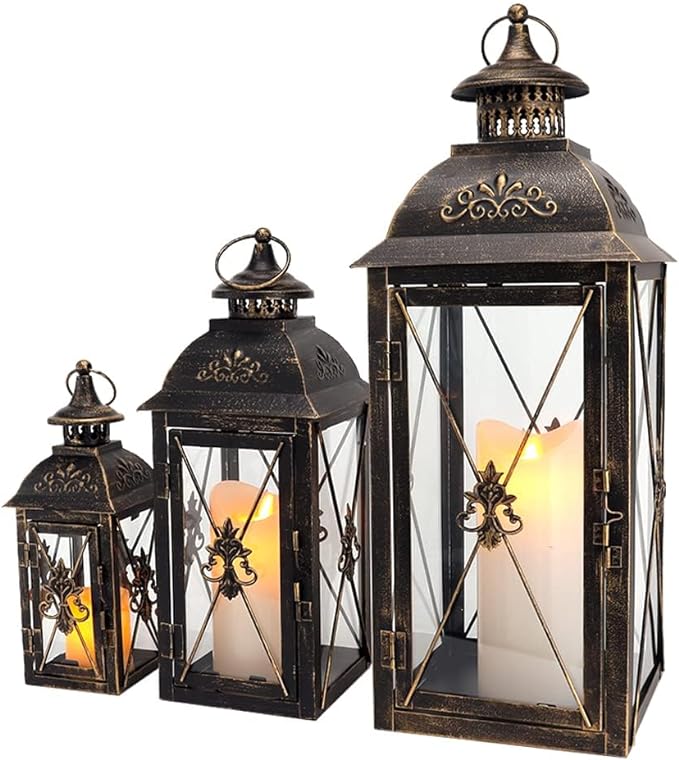 Amazon.com: TRIROCKS Set of 3 Decorative Hanging Lantern 19'' High ...