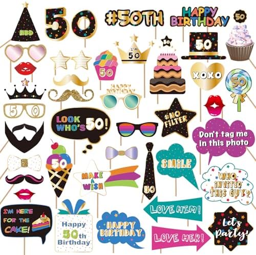 Amazon.com: 50th Birthday Photo Booth Party Props - 40 Pieces - Funny ...