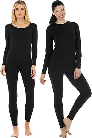Amazon.com: Thermajane 2 Pack Thermal Underwear Set Size S Crew Neck ...