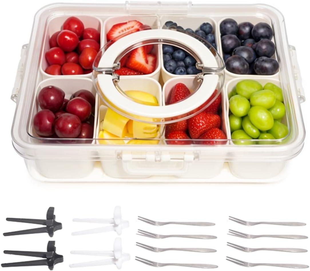 Crikele Snackle Box Container - Divided Serving Tray with Lid,Fruit ...
