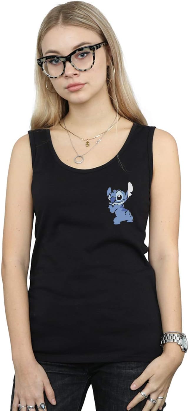 Disney Women's Lilo and Stitch Stitch Backside Breast Print Vest Black ...