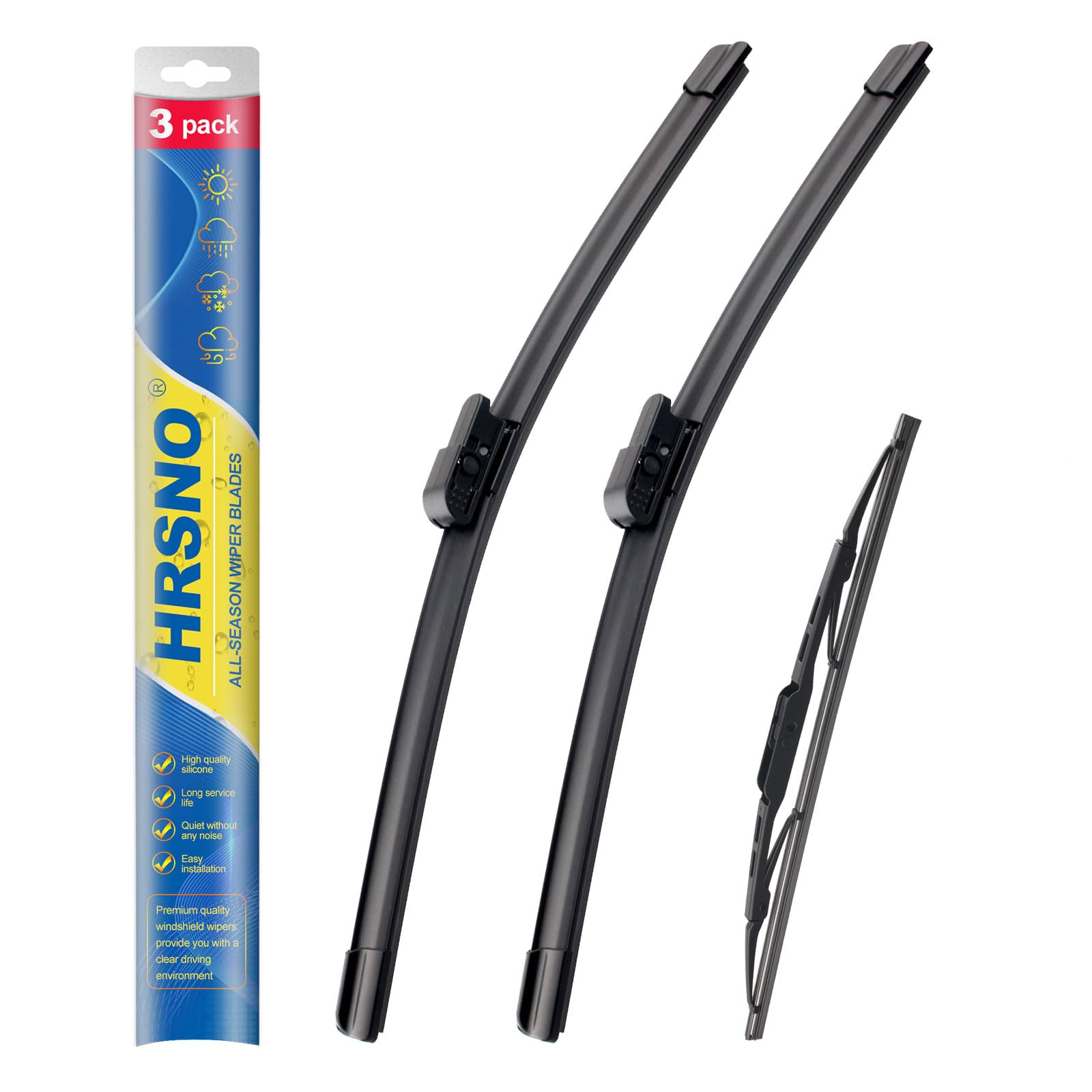 Amazon.com: HRSNO 26"+26" Windshield Wipers With 18" Rear Wiper Blade ...