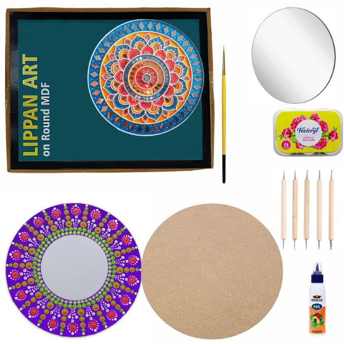 Decordial 12 inches Round MDF Mandala Art Materials kit (1 pcs 12 ...