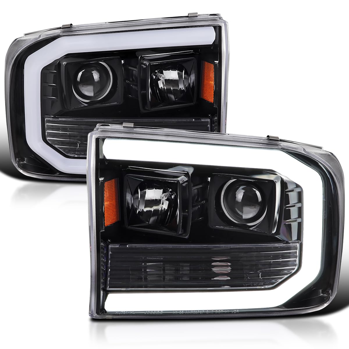 Amazon.com: Spec-D Tuning Jet Black Projector Headlights w/LED Tube ...