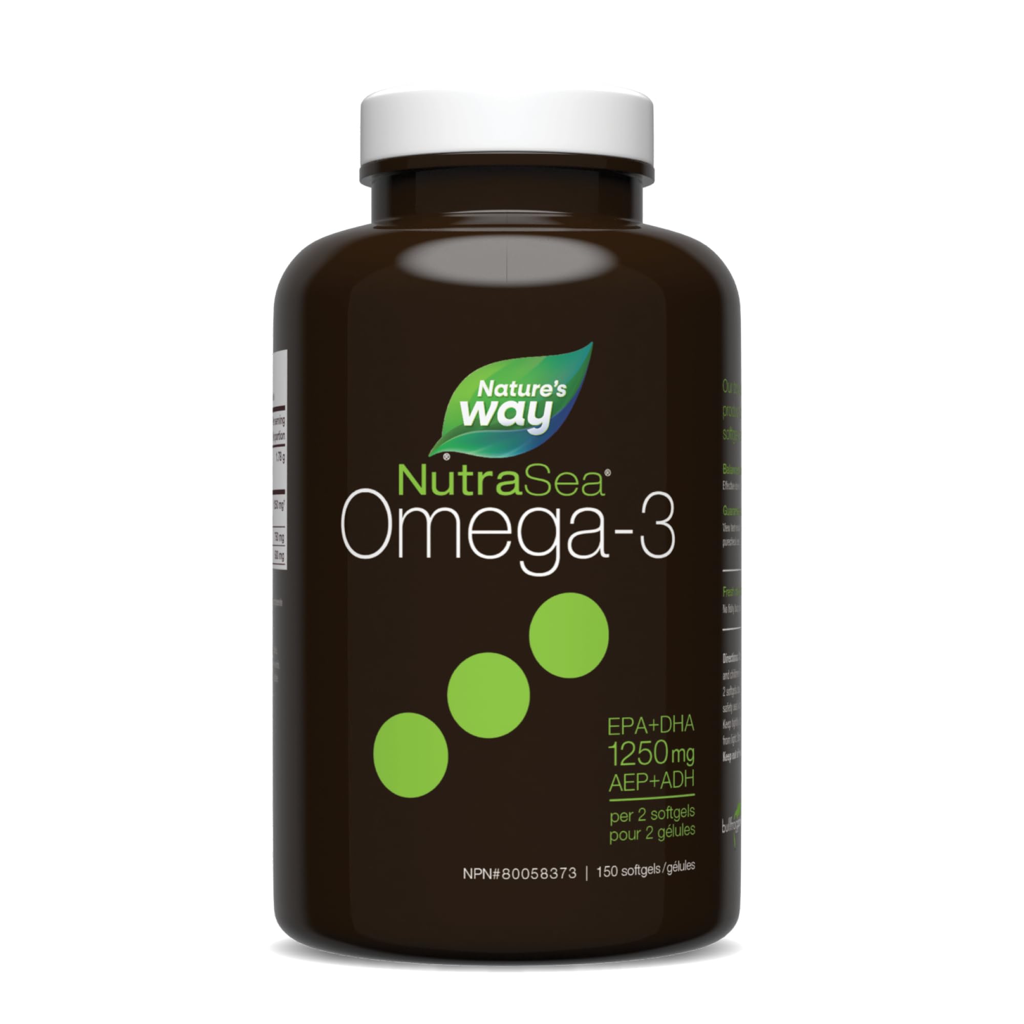 Nature's Way NutraSea Omega 3 Supplement Liquid Gels, Fresh Mint, 150 ...