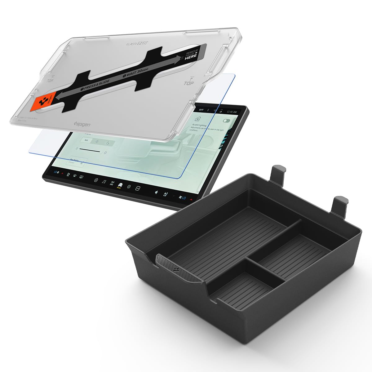 Amazon.com: Spigen Console Organizer Tray (Carbon Edition) & Tempered ...