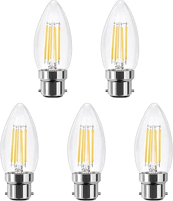 G.W.S® LED Filament Bulb, C35 B22 Bayonet, LED Candle Bulb, 6W Dimmable ...