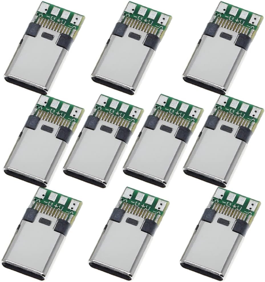 Amazon.com: ANMBEST 10PCS USB 3.1 Type C Connector 24 Pins Male Plug ...