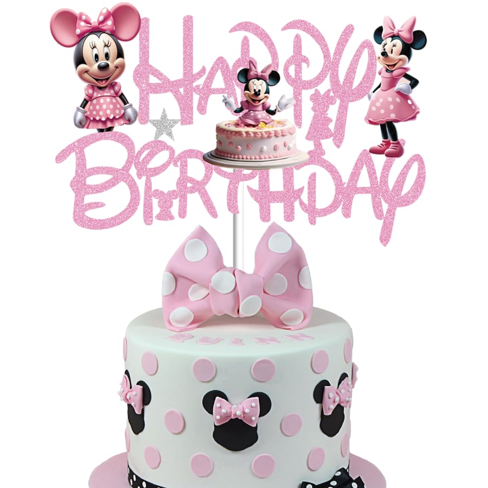 Amazon.com: Pink mouse cake decoration, glitter mouse cake topper for ...