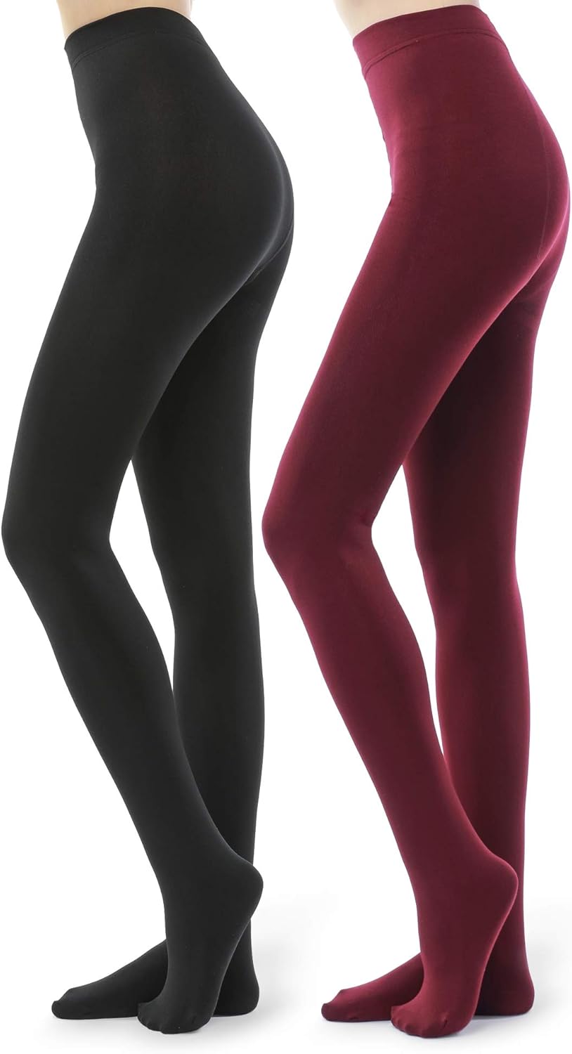 G&Y 2 Pairs Fleece Lined Tights for Women - 100D Opaque Warm Winter ...