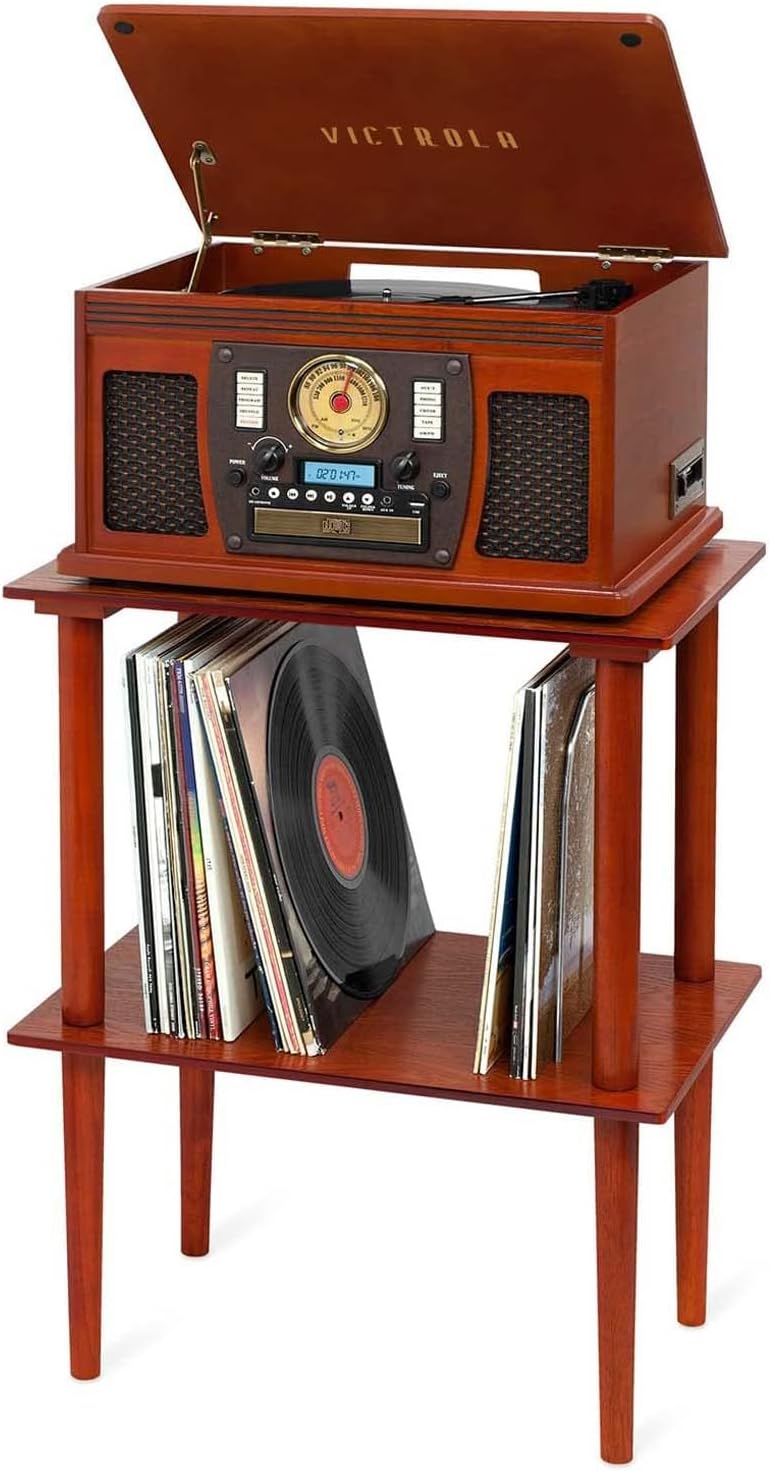 Amazon.com: Victrola 8-in-1 Bluetooth Record Player & Multimedia Center ...